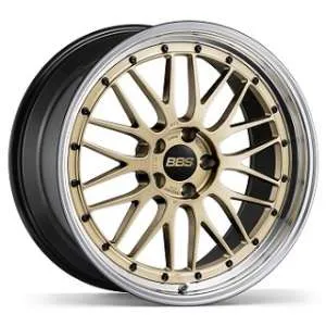 BBS LM 19x8.5 +30 5/114.3 Gold disk and Black Bright Diamond-cut rim ...