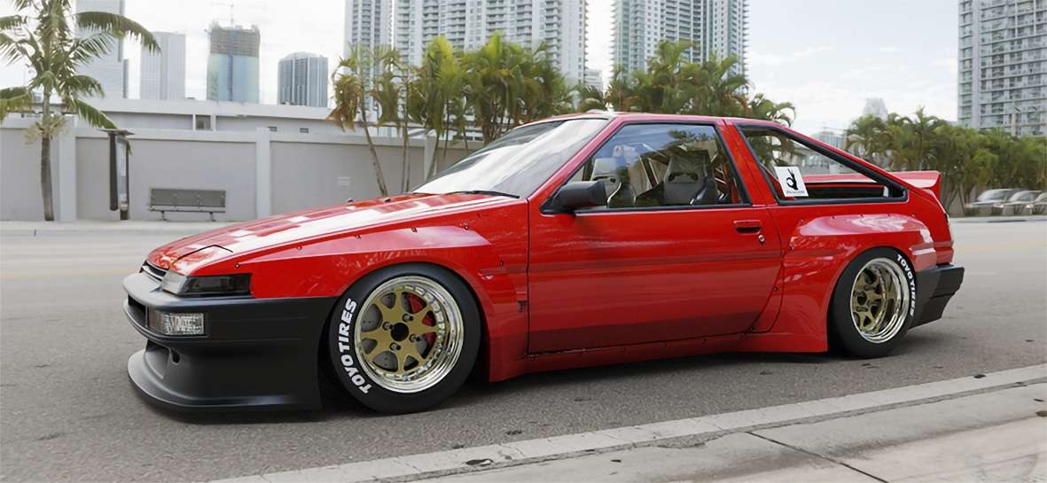 Pandem (TRA Kyoto) Sprinter Trueno AE86 V1 Widebody Kit Ducktail Ver ...